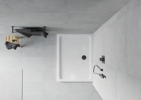 Mexen SLIM - Obdélníková sprchová vanička 140x80x5cm + černý sifon, bílá, 40108014B
