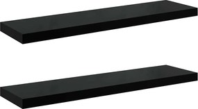 Plovoucí nástěnné police 2 ks lesklé černé 90x23,5x3,8 cm MDF 323776