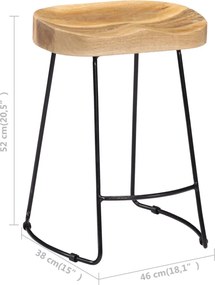 vidaXL Barové stoličky Gavin 2 ks masivní mangovníkové dřevo [247836] Barva: tmavě hnědá