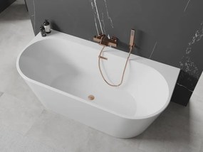 Mexen Oval+, volně stojící vana ke stěně 170 x 80 cm, bílá lesklá, měděná matná přepad, 52681708000-65