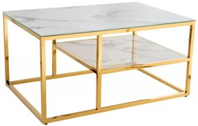 Noble Home Bílý/zlatý hranatý konferenční stolek Elegance 90 cm