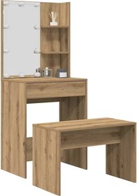 sada toaletního stolku s LED dub artisan kompozitní dřevo 3329188
