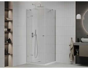 Mexen Roma sprchový kout 80 x 80 cm, 6mm sklo, chromový profil-čiré sklo + slim sprchová vanička 5cm, 854-080-080-01-00-4010