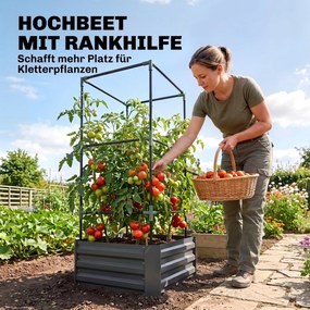 Outsunny Vyvýšený záhon s mříží Truhlík na rostliny s podpěrou pro popínavé rostliny, otevřená základna, odolný proti povětrnostním vlivům, 61 cm x 1…
