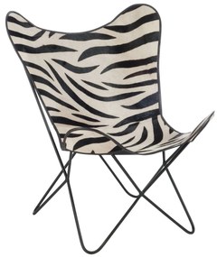 Bílo-černé kožené salónní křeslo Zebra - 75*87*86 cm