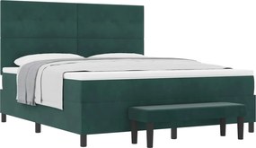 Postel s boxspringem s čelo Tmavě zelená 200 x 180 cm samet 3344531