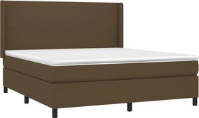 Box spring postel s matrací a LED tmavě hnědá 180x200 cm textil 3138176