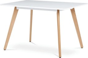 Jídelní stůl, MDF, bílý matný lak, masiv buk (120 x 80) cm