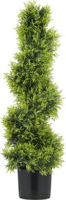 HOMCOM Umělý cypřiš 90 cm umělá rostlina ve spirálovém tvaru, plastové umělé rostliny v květináči, moderní dekorace