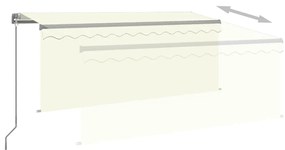 Ručně zatahovací markýza s roletou a LED 3 x 2,5 m krémová,  3069382