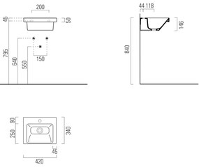 GSI, NORM keramické umyvadlo 42x17x34 cm, bílá ExtraGlaze, 8685111