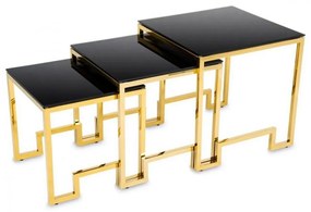 HowHomely | SADA 3x Konferenční stolek SAMMEN zlatá/černá | DD0054