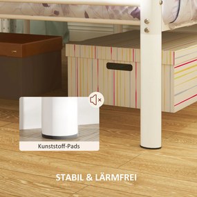 Rám postele HOMCOM pro matraci 200 x 90 cm, 88 cm vysoký jednolůžkový rám z oceli, pro ložnici či pokoj pro hosty, Bílý