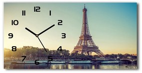 Wallmuralia Skleněné hodiny na stěnu Eiffelova věž Paříž 60x30 cm