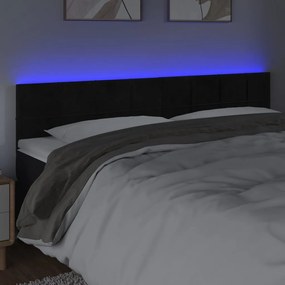 Čelo postele s LED černé 180x5x78/88 cm samet