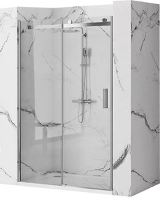 Jednokřídlé posuvné sprchové dveře REA NIXON-2 LEVÉ 120 cm pro instalaci do niky, chrom/transparent - bez vaničky