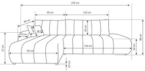 Sedací souprava BALOO | 276x176 cm | rozkládací + úložný prostor | VÝBĚR TKANIN