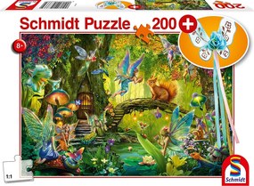 Kouzelná hůlka schmidt puzzle víly v lese 200 dílků + dárek (vílí hůlka)