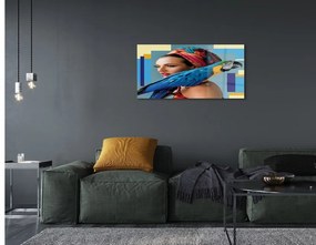 Obraz na skle Papoušek na rameni 100x50 cm