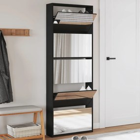 Botník se zrcadlem 5patrový černý 63 x 17 x 169,5 cm 3228280