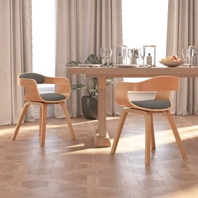 Jídelní židle 2 ks světle šedé ohýbané dřevo a textil,  3092381