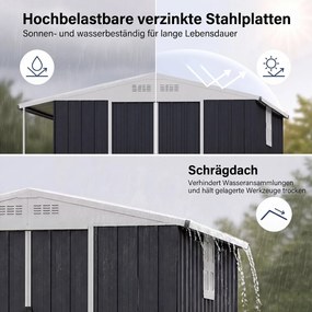 Costway Zahradní kůlna z pozinkované oceli kůlna na nářadí s 2 posuvnými dveřmi