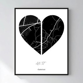 Personalizovaný magický fotoobraz v rámu - 40x50 - dvě mapy jako srdce