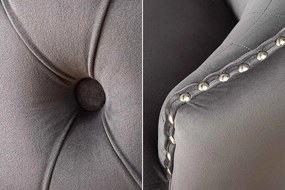 Designová barová židle Queen Lví hlava šedý samet