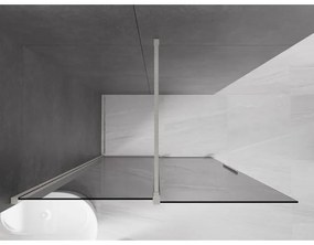 Mexen Velar, sprchová zástěna s posuvnými dveřmi Walk-in 160 x 200 cm, 8mm šedé sklo, broušená ocel, 871-160-000-43-97
