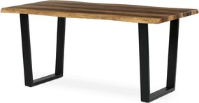 Stůl jídelní, MDF deska, kovová nohy ve tvaru U, dekor staré dřevo, černý matný lak (160 x 90) cm