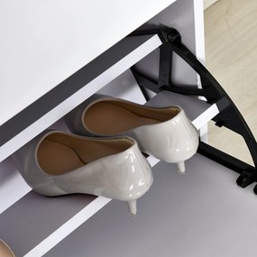 HOMCOM Skříň na boty s 3 výklopnými dvířky a 3 přihrádkami, dřevo 60L x 26Š x 124V cm, vysoce lesklá bílá