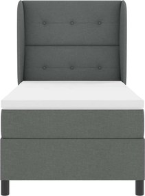 Postel s boxspringem s čelo Tmavě šedá 90 x 190 cm textil 3340537