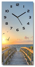 Wallmuralia Nástěnné hodiny tiché Stezka na pláž 30x60 cm