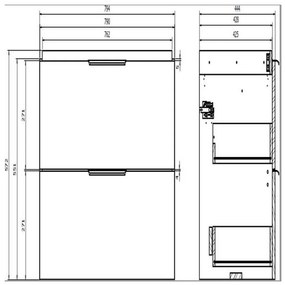 Cersanit Malika, závěsná umyvadlová skříňka 794x450x551 mm, bílá lesklá, S598-048-DSM