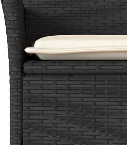 3dílný bistro set s poduškami černý polyratan a sklo 3278753
