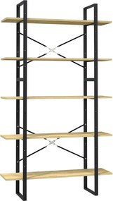 Knihovna s 5 policemi 100 x 30 x 175 cm borové dřevo 3082003