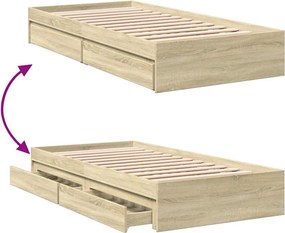 Rám postele se zásuvkami dub sonoma 90x200 cm kompozitní dřevo 3280680
