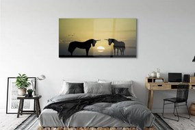 akrylový obraz Polní sunset jednorožci 140x70 cm
