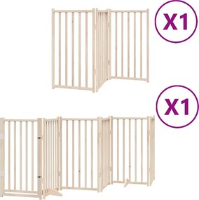 Zábrana pro psy s dvířky skládací 9 panelů 450 cm topol 3155700