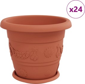 Květináče 24 ks Cihlově červená Ø 34 x 28 cm Plast 3403283
