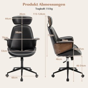 Costway Ergonomická kancelářská židle se zakřivenými područkami a opěradlem