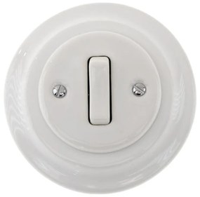 Bohemia-Design - Porcelánový retro jednoduchý vypínač s rámečkem č. 1 bílá 12357544