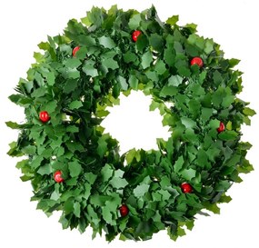 Zelený vánoční věnec s cesmínou – průměr 40 cm