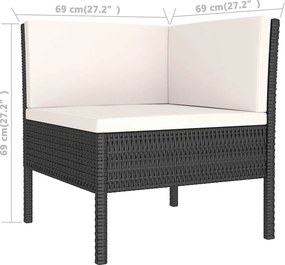 9dílná zahradní sedací souprava s poduškami polyratan černá 3094548