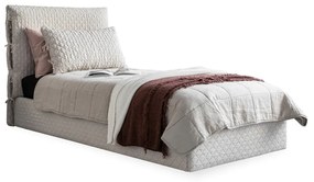 Béžová čalouněná jednolůžková postel s úložným prostorem s roštem 90x200 cm Sleepy Luna – Miuform