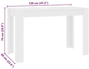 vidaXL Marketos Jídelní stůl bílý 120 x 60 x 76 cm kompozitní dřevo