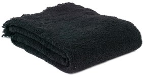 Kampol Bukle deka z merino vlny 140x200 černá s třásněmi