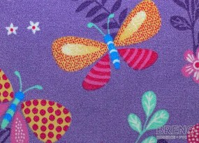Breno Metrážový koberec PAPILLON 17, šíře 400 cm, Fialová/Vícebarevné
