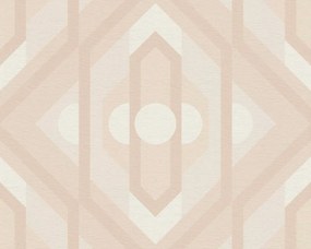 Vliesová tapeta retro, geometrická - béžová, krémová, růžová 395315 / Tapety na zeď 39531-5 retro Chic (0,53 x 10,05 m) A.S.Création