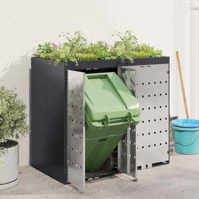 Úložný box na 3 popelnice Nerezová ocel Antracit 3394783
